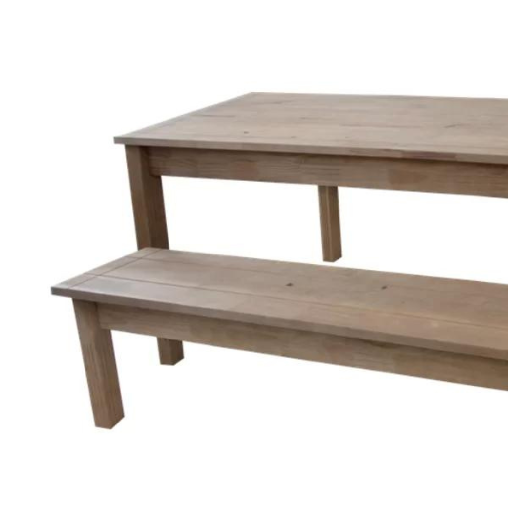 Conjunto Mesa 160x80 com Bancos - Pés Retos - Tommy Design Imbuia
